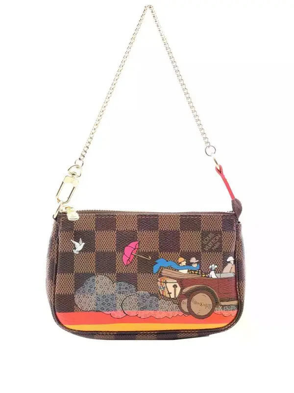 LOUIS VUITTON 2015 Damier Ebene Illustre Mini Pochette Accessories Handbag - Brown