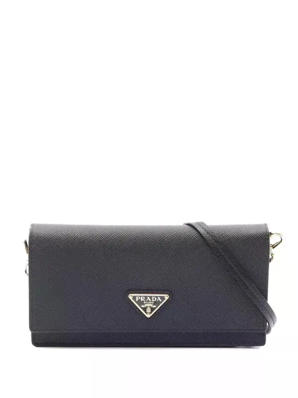 Prada 2013-2026 Saffiano Wallet On Strap Crossbody Bag - Black