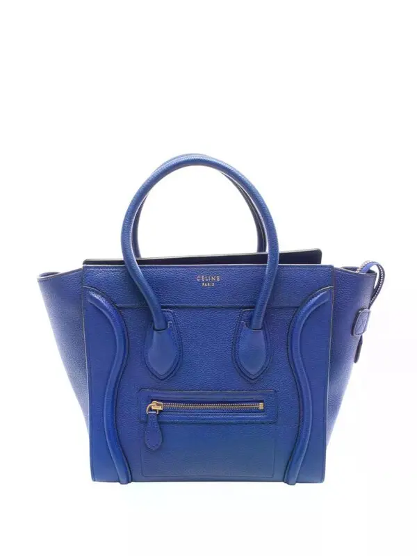 Celine 2010-2026 Micro Drummed Calfskin Luggage Tote Bag - Blue