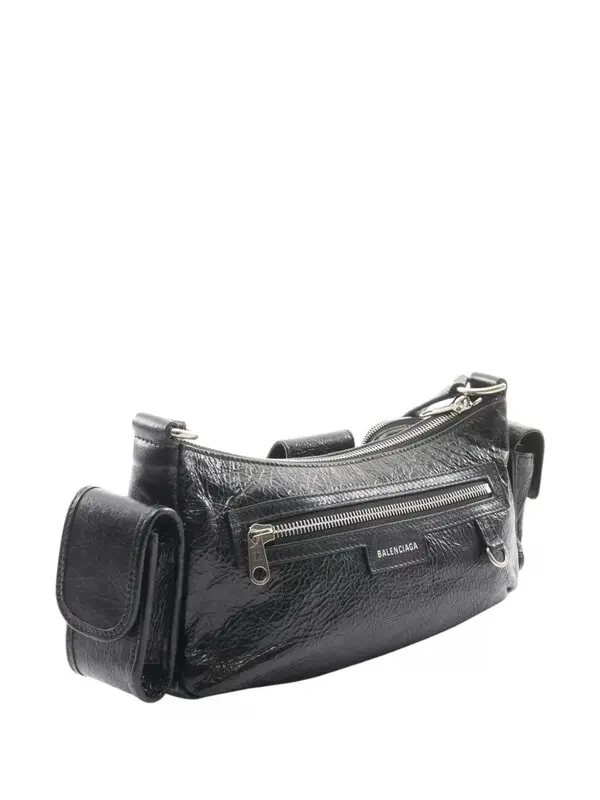 Balenciaga Small Lambskin Sling Bag Satchel - Black