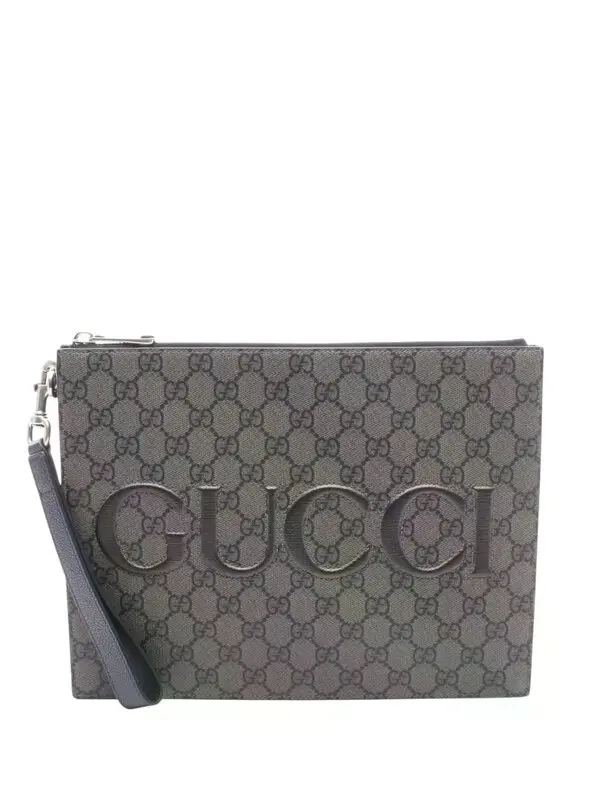 Gucci 2015-2026 Gg Supreme Clutch Bag - Grey