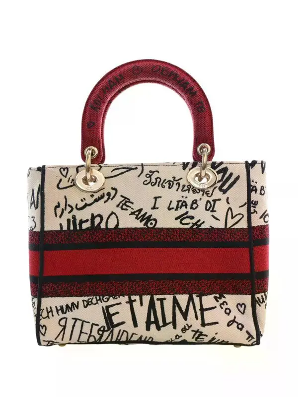 Dior Medium Embroidered Canvas Lady Satchel - White