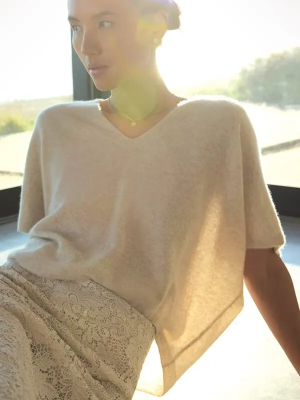 Brochu Walker The Ophi Cashmere Vee - Stone