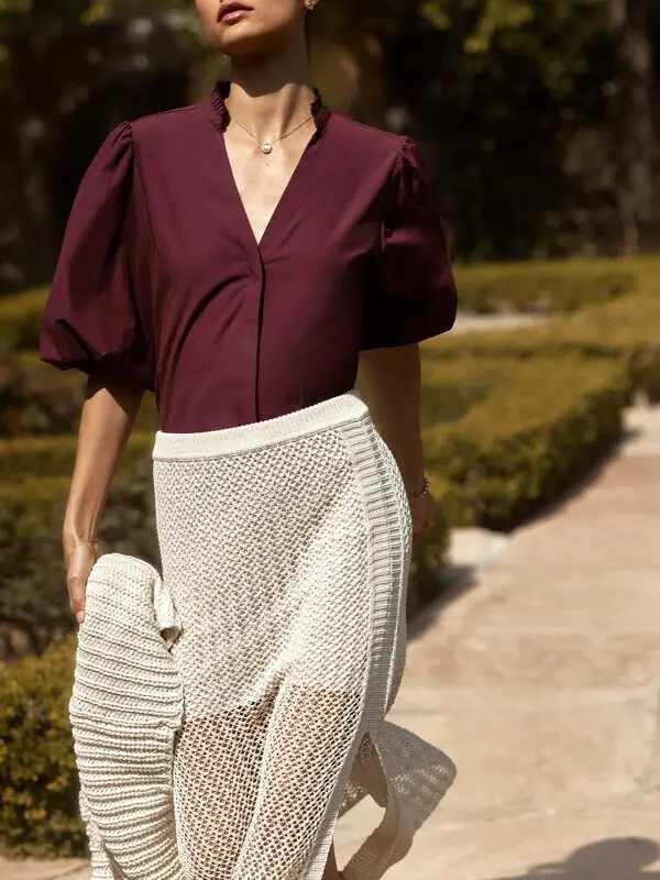 Brochu Walker The Marla Shirt With Gathered Shoulders And Bubble Sleeves