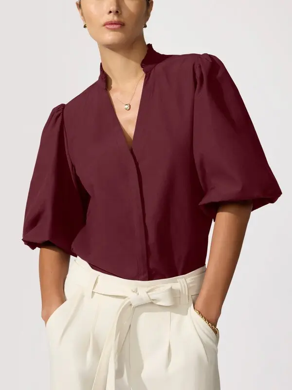 Brochu Walker The Marla Shirt With Gathered Shoulders And Bubble Sleeves