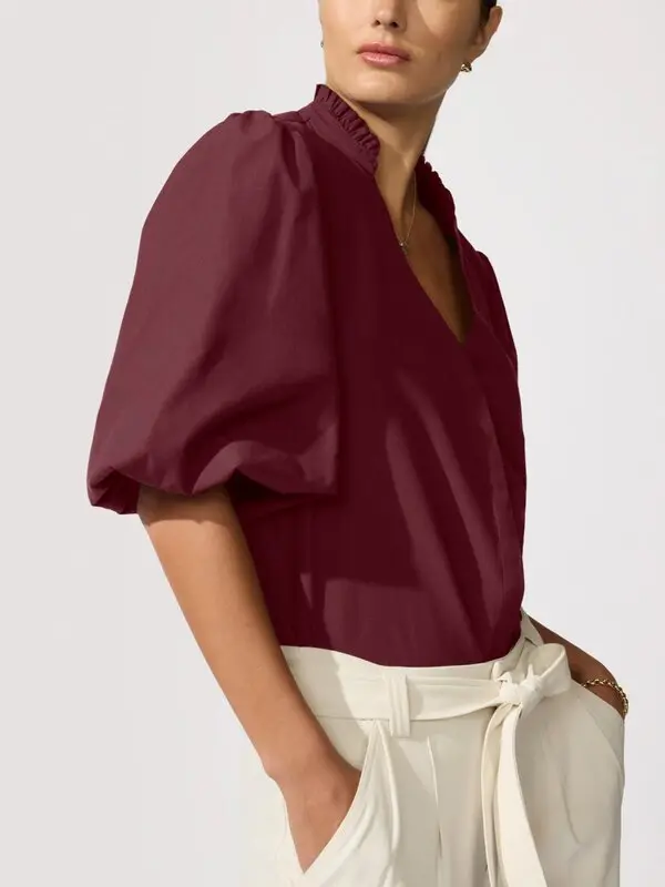 Brochu Walker The Marla Shirt With Gathered Shoulders And Bubble Sleeves