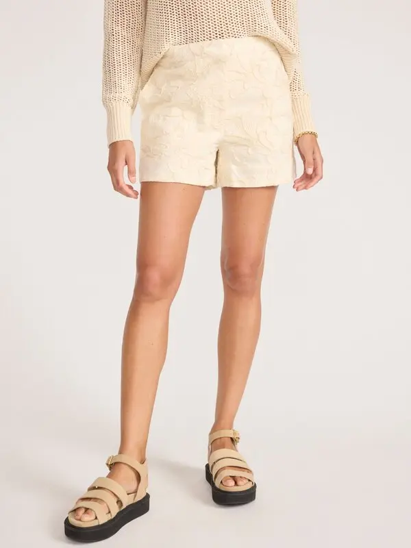 Brochu Walker The Kaia Embroidered Short - Ecru