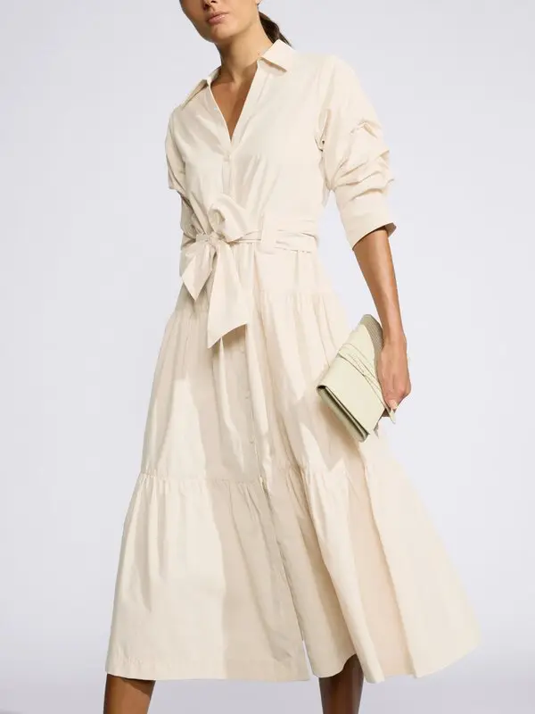 Brochu Walker The Ana Dress Midi Tiered Shirt Dress - Calico