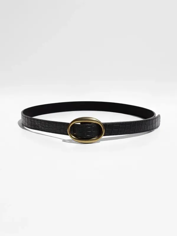 Brochu Walker Chelsea Croc Effect Leather Belt - Black Onyx