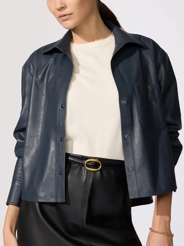 Brochu Walker Everyday Cropped Vegan Leather Shirt