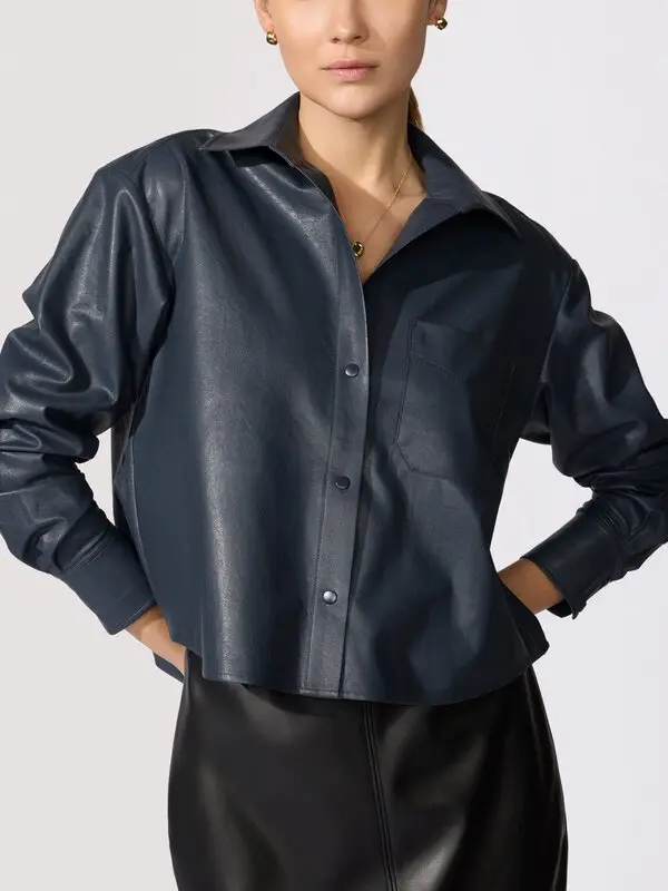 Brochu Walker Everyday Cropped Vegan Leather Shirt