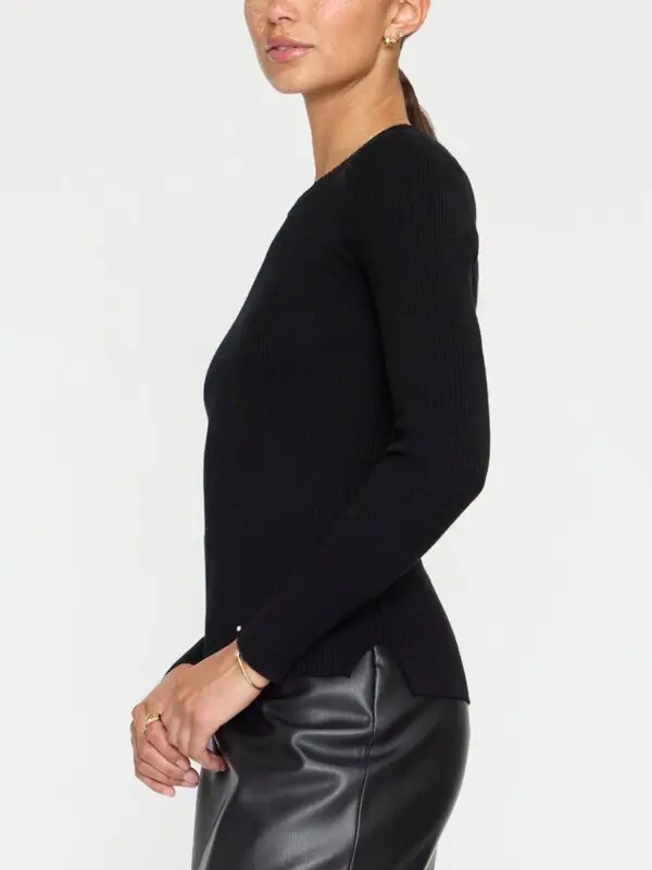 Brochu Walker Tamsin Skinny Rib Long Sleeve Top - Black Onyx