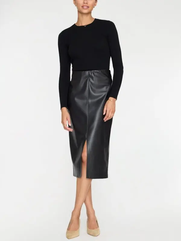 Brochu Walker Tamsin Skinny Rib Long Sleeve Top - Black Onyx