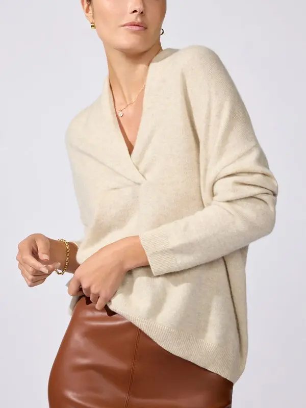 Brochu Walker The Siena Wrap Neck Cashmere Pullover