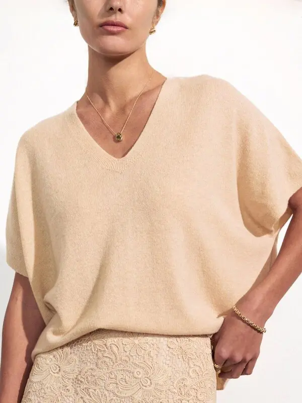 Brochu Walker The Ophi Cashmere Vee - Buff