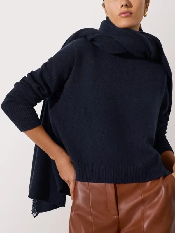 Brochu Walker The Cashmere Fringe Wrap - Navy
