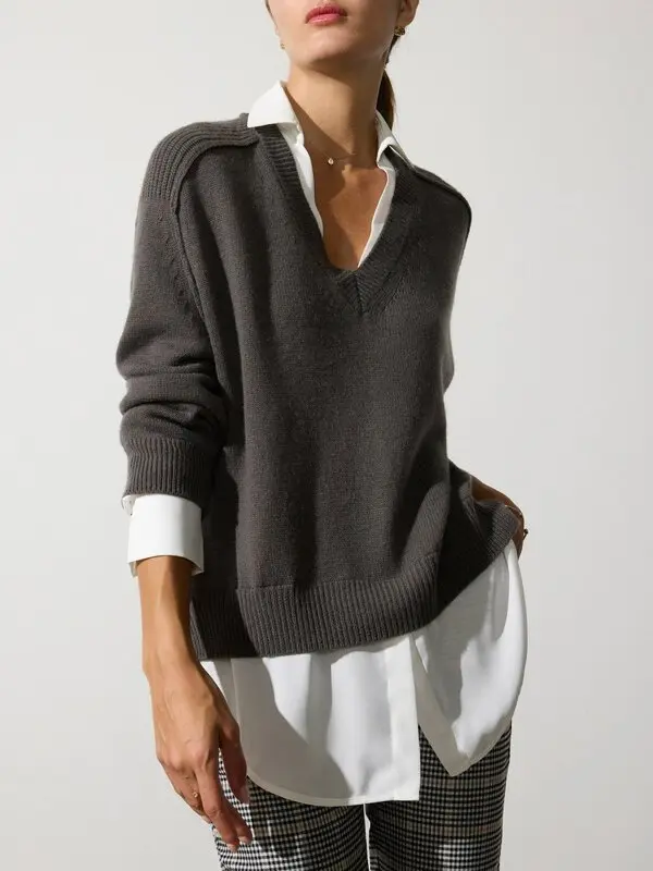Brochu Walker The Looker Layered V-neck - Hunter With White