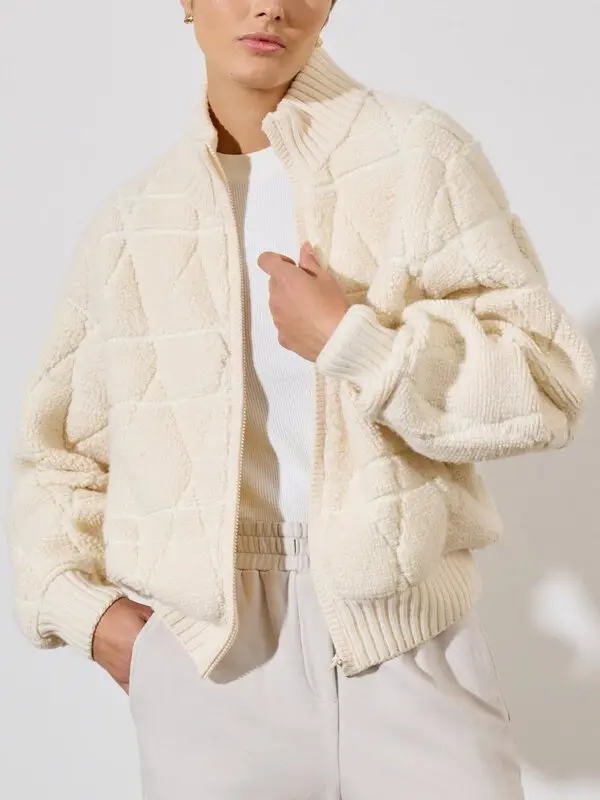 Brochu Walker The Avalon Bomber Cardigan - Ivory