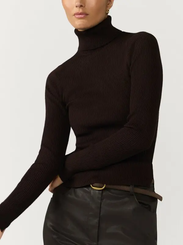 Brochu Walker The Noel Ribbed Turtleneck - Truffle