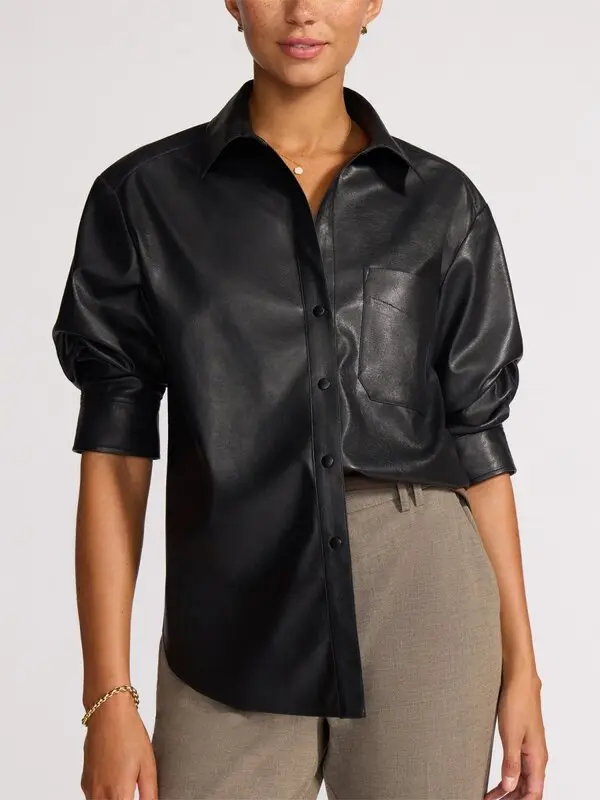Brochu Walker Pia Vegan Leather Shirt - Black Onyx