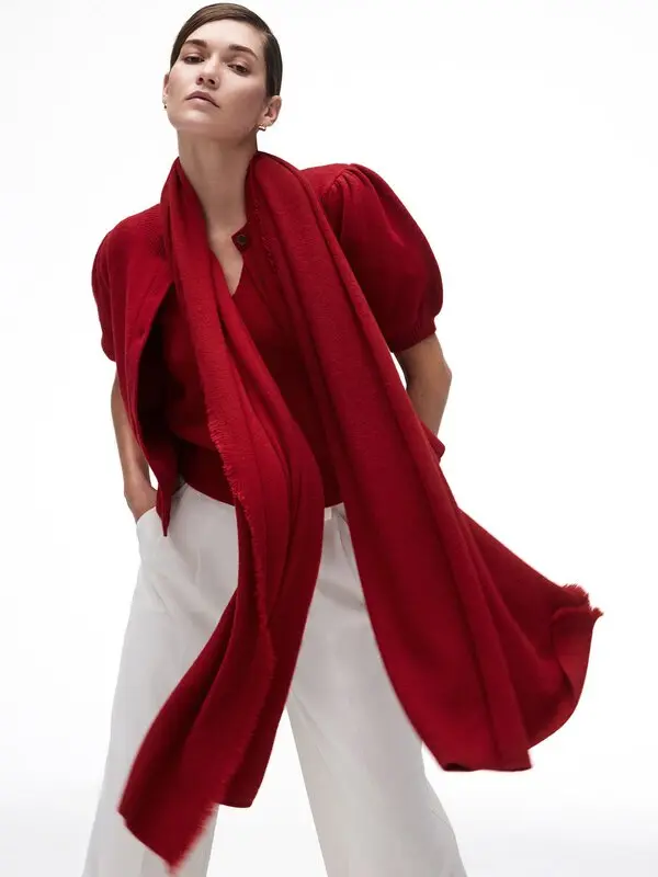 Brochu Walker The Cashmere Fringe Wrap - Crimson