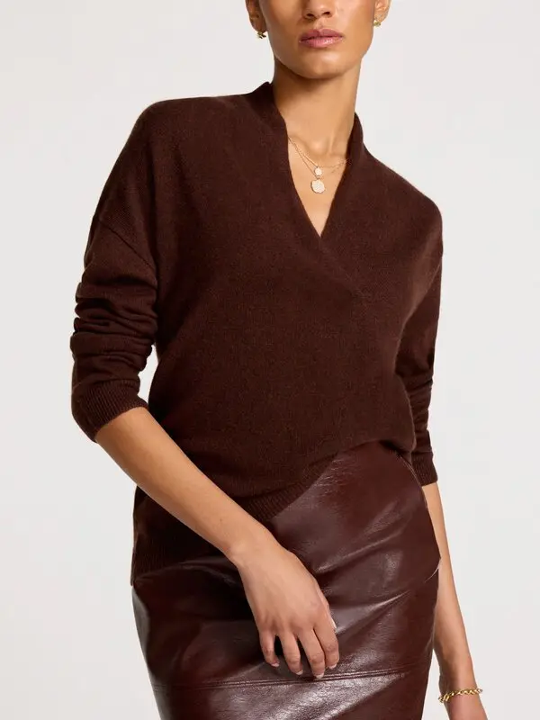 Brochu Walker The Siena Wrap Neck Cashmere Pullover