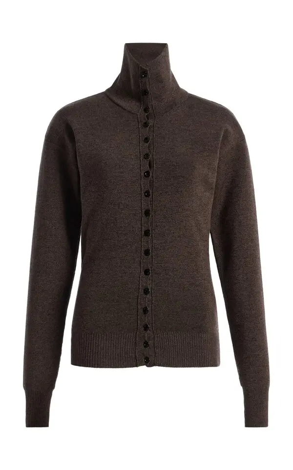 LEMAIRE Buttoned Wool Top - Brown