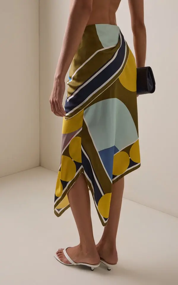 Amir Taghi Pilar Silk Twill Draped Scarf Skirt