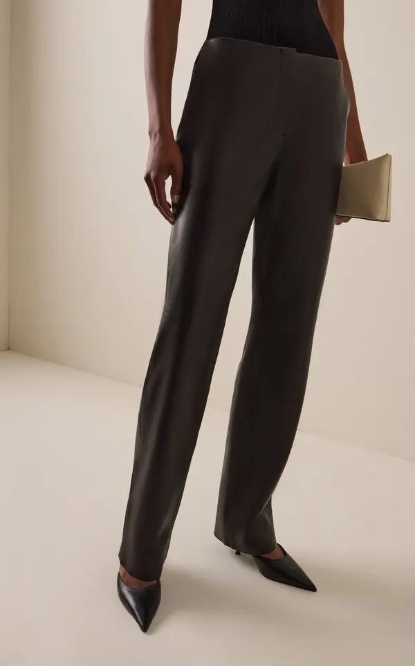 TOTEME Easy Leather Straight-leg Pants