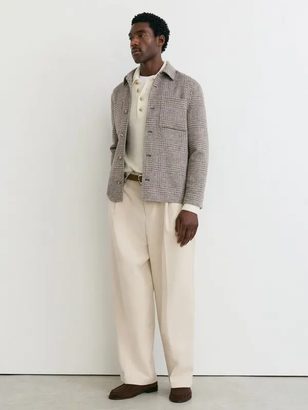 REISS Check Gano Check Wool-blend Check Twin-pocket Overshirt