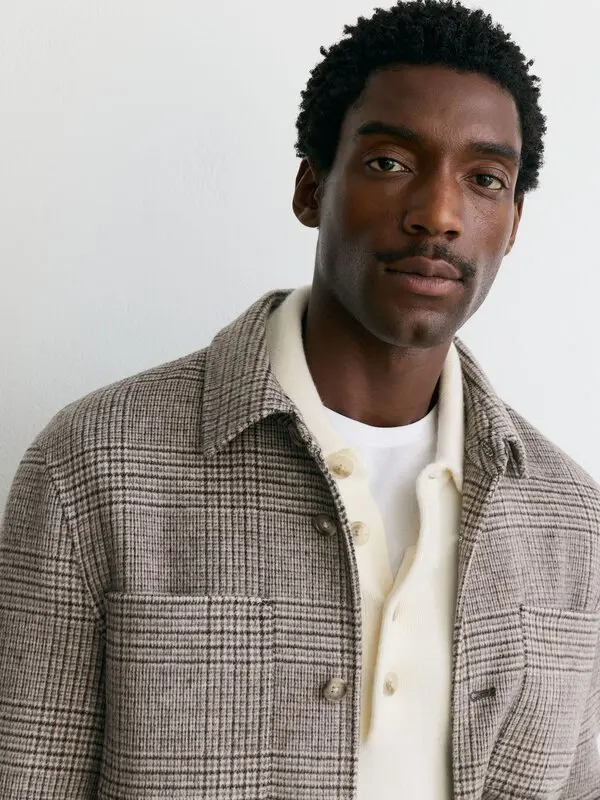 REISS Check Gano Check Wool-blend Check Twin-pocket Overshirt