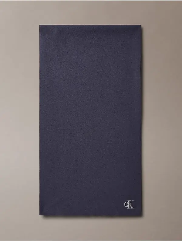 Calvin Klein Monogram Embroidery Fine Rib Scarf - Blue Nights