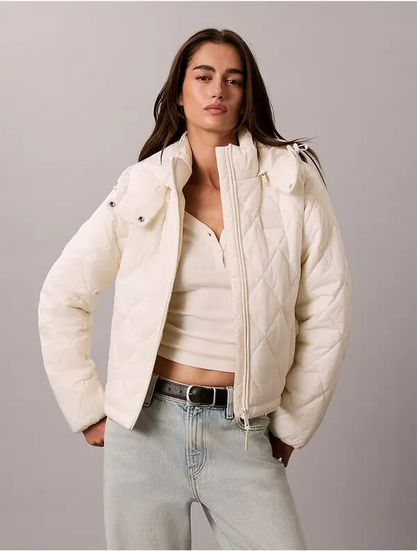 Calvin Klein Quilted Hooded Puffer Jacket - Tofu