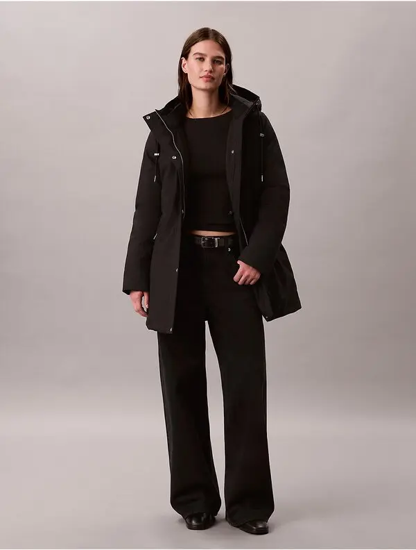 Calvin Klein Lightweight Mid Length Parka Jacket - Black