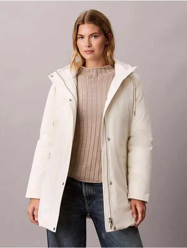 Calvin Klein Lightweight Mid Length Parka Jacket - Tofu