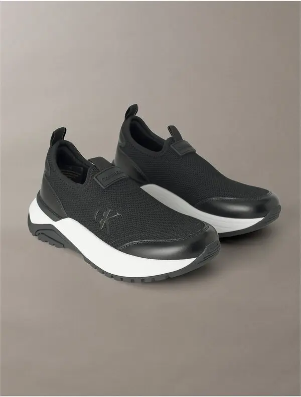 Calvin Klein Knit Sneakers With Logo Accents - Black