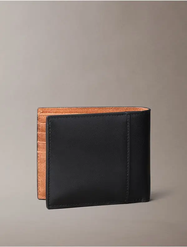 Calvin Klein Suede Monogram Bifold Wallet With Coin Pouch