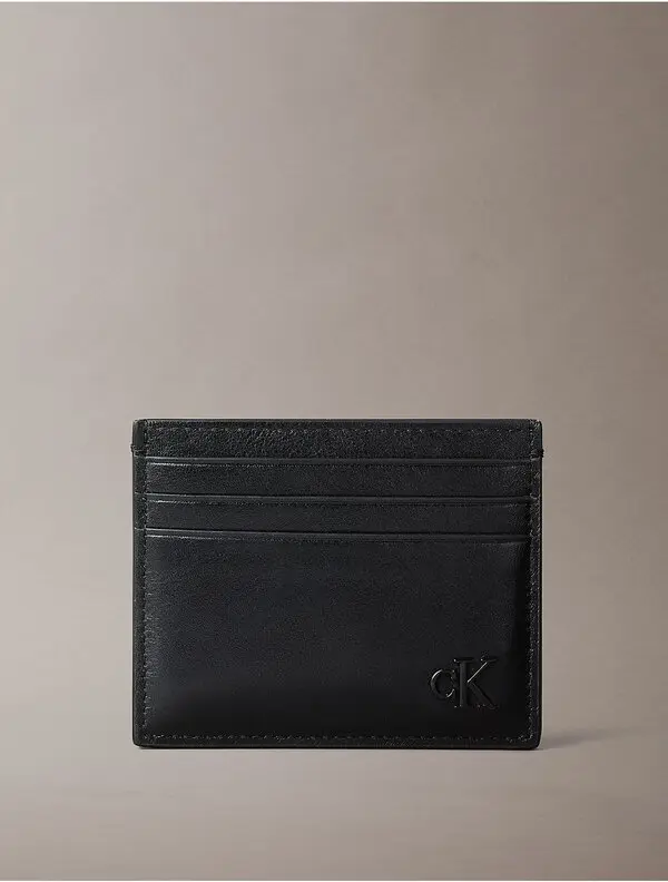 Calvin Klein Suede Monogram Card Case - Black