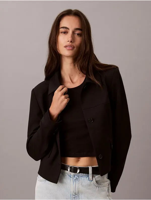 Calvin Klein Ponte Knit Jacket - Black