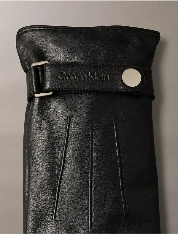 Calvin Klein Smooth Leather Strap Gloves