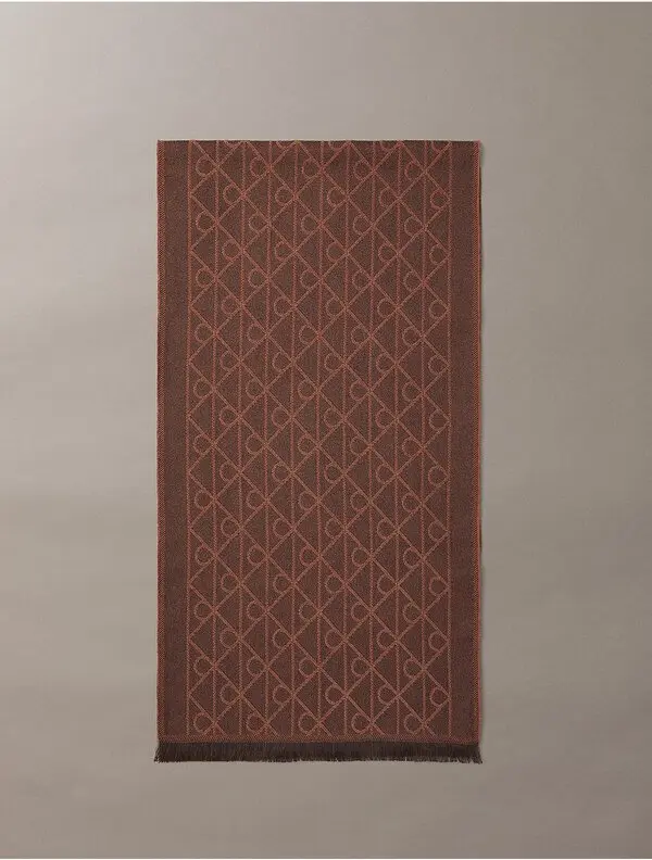 Calvin Klein Tonal Emblem Logo Wool Blend Scarf - Delicioso