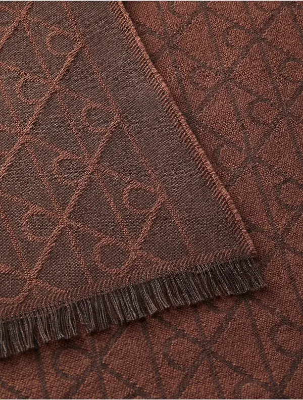 Calvin Klein Tonal Emblem Logo Wool Blend Scarf