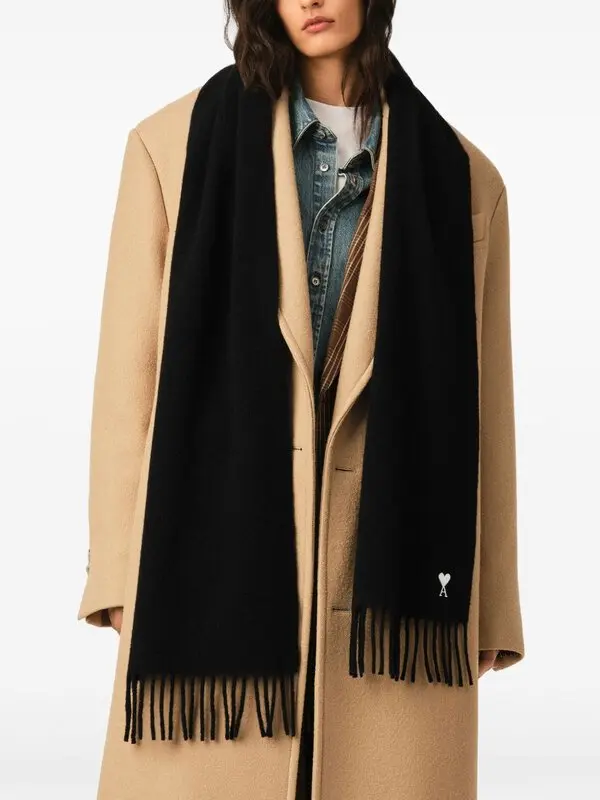 AMI Paris De Coeur Wool Scarf