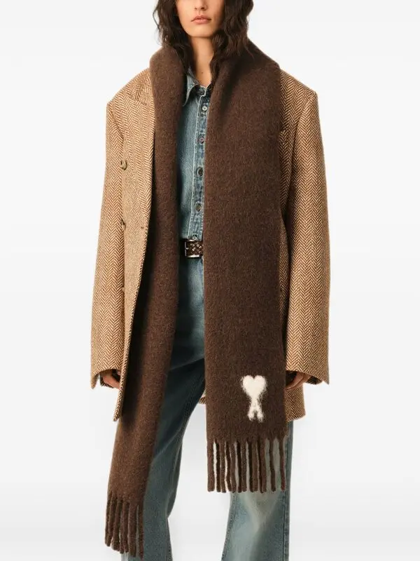 AMI Paris De Coeur Wool Scarf