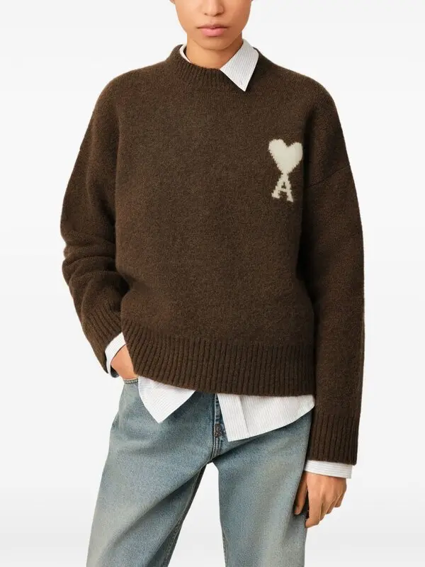 AMI Paris De Coeur Wool Crewneck Sweater
