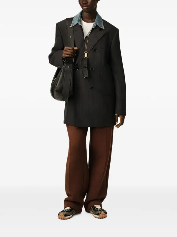 AMI Paris Wool Double-breasted Blazer With Pinstripes