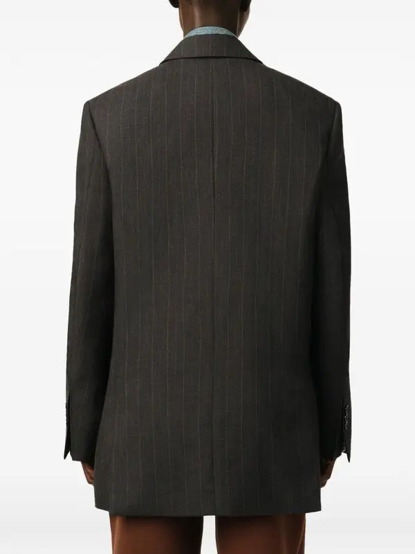 AMI Paris Wool Double-breasted Blazer With Pinstripes