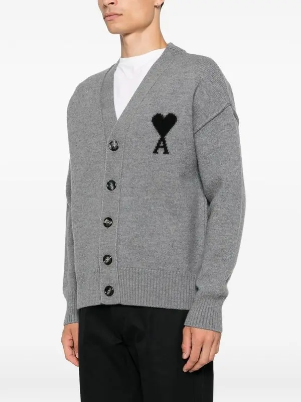 AMI Paris De Coeur Wool Cardigan