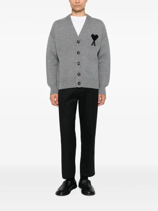 AMI Paris De Coeur Wool Cardigan