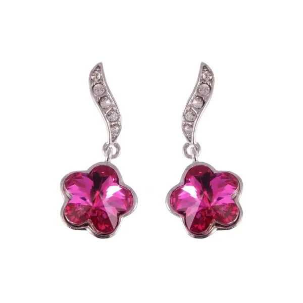 MODENAIRE Elegant Drop Earrings With Crystal Flower